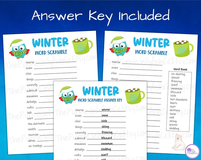 Winter Word Scramble, Printable Winter Activities for Kids & Adults ...