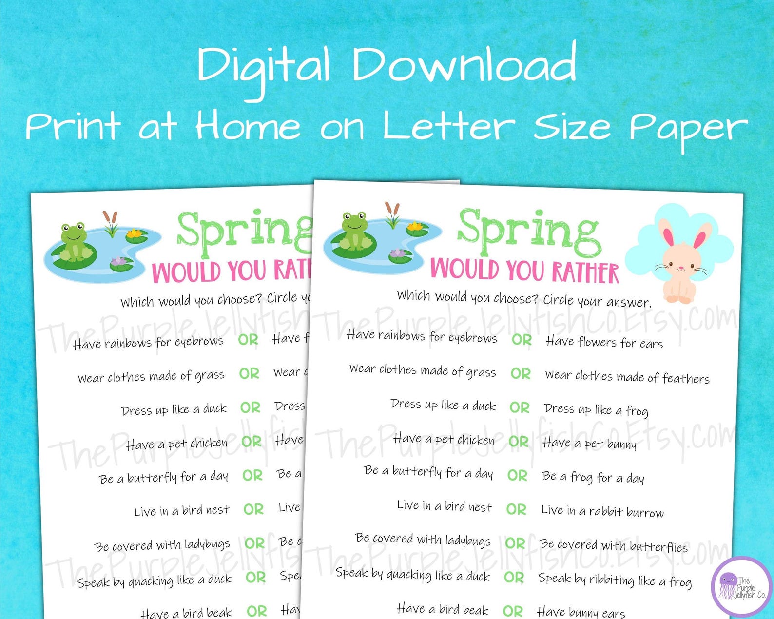 Would You Rather Game Printable Spring Activity for Kids, This or That ...