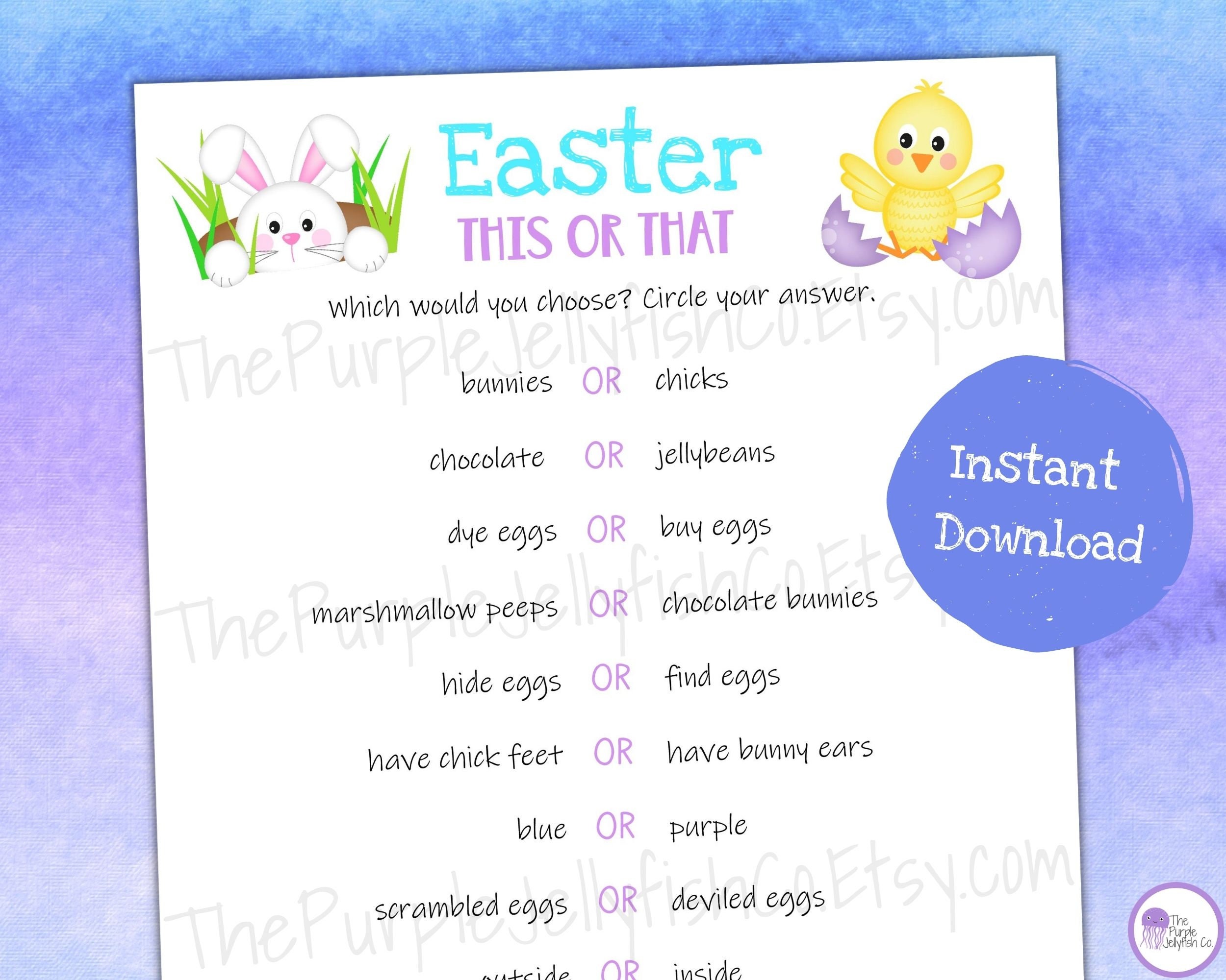 Easter This or That Game for Kids, Printable Easter Activity, Easter ...