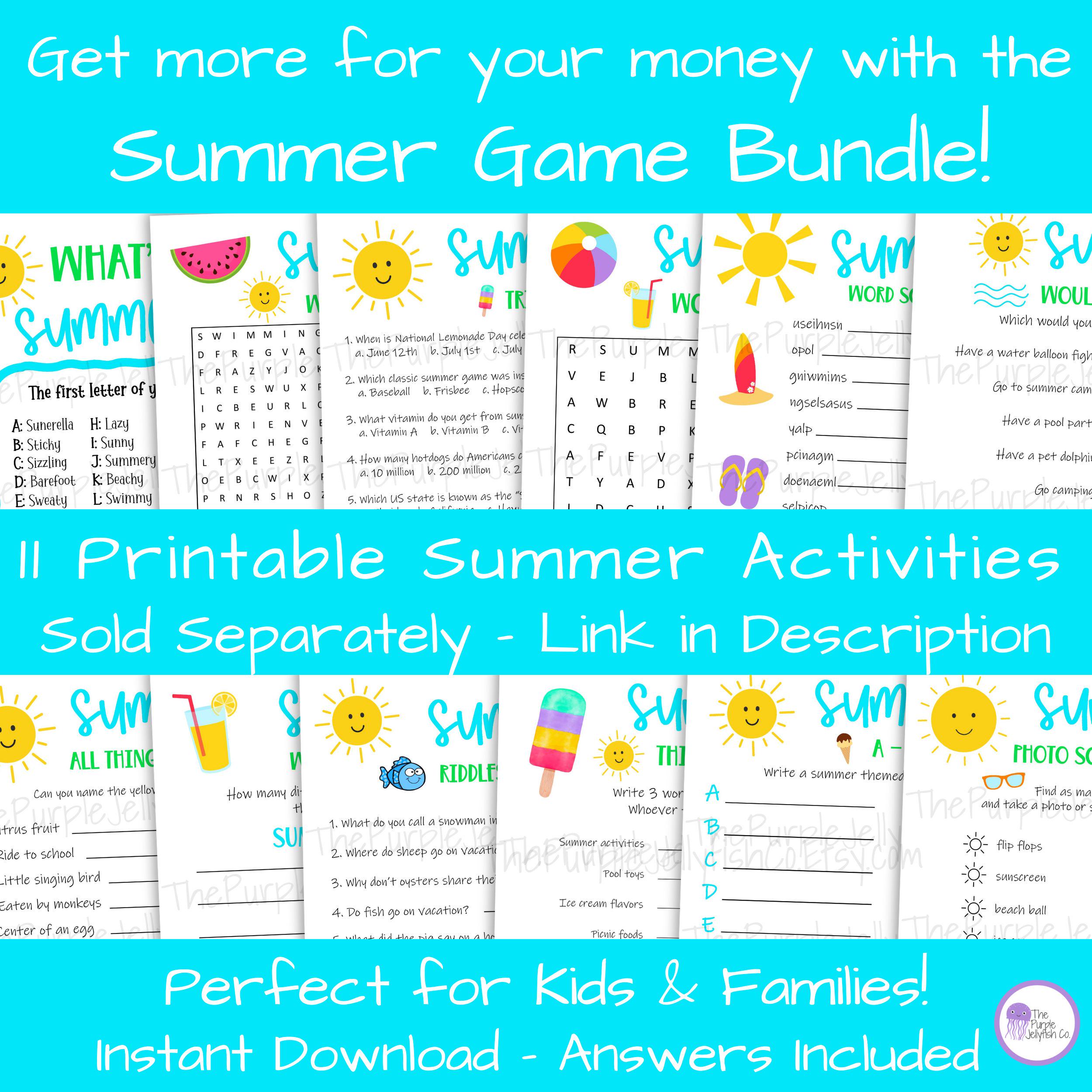 Summer Think Fast Game for Kids Teens Adults, Summer Party Idea, End of ...