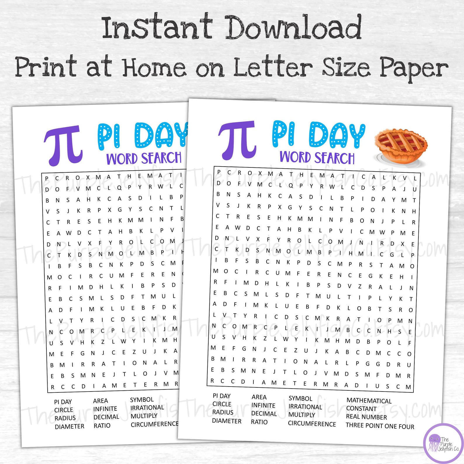 Pi Day Word Search Printable, Word Search Puzzle for Kids & Adults, Pi ...
