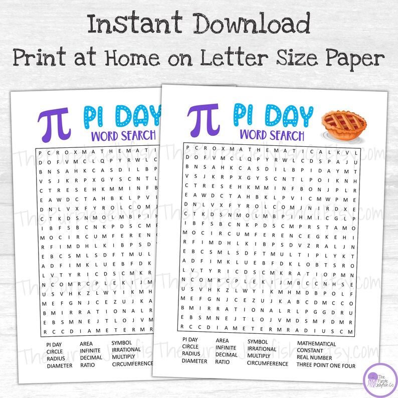 Pi Day Word Search Printable, Word Search Puzzle for Kids & Adults, Pi ...