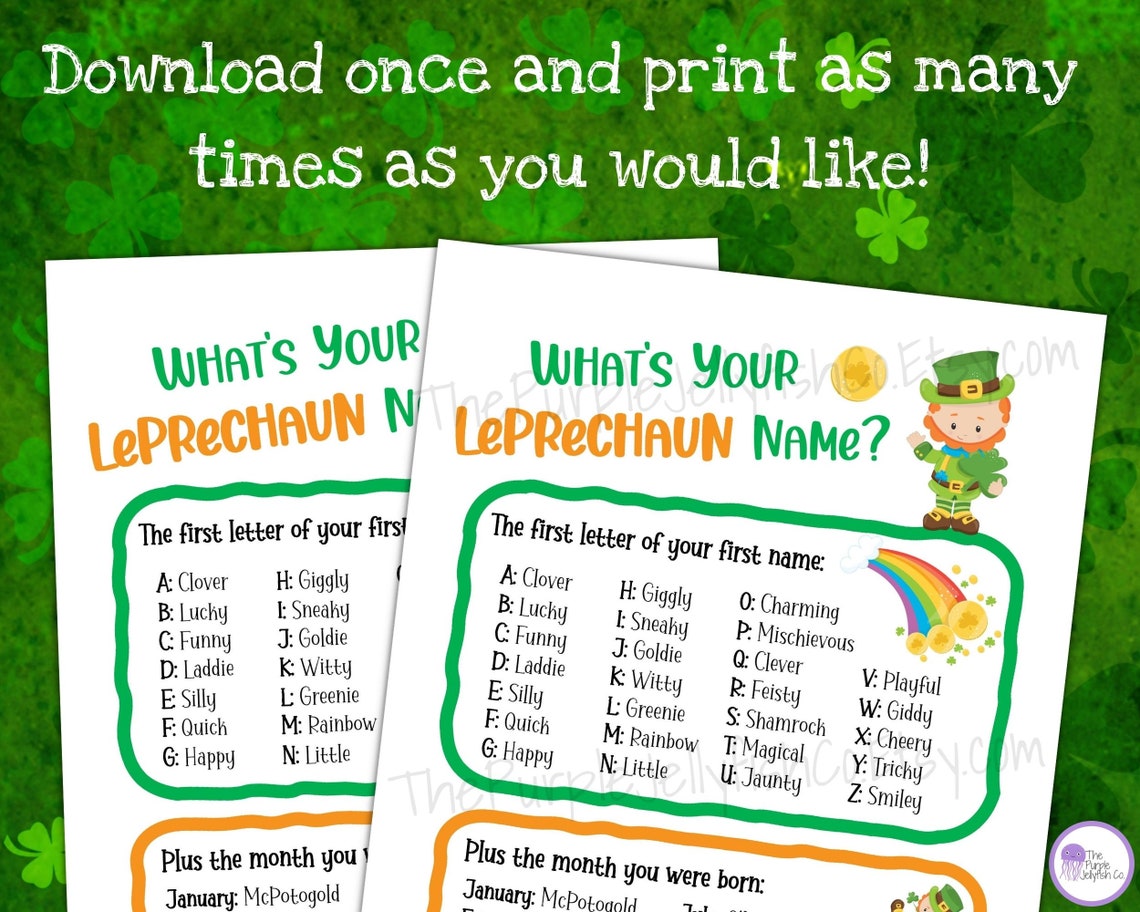 Leprechaun Name Game, Printable St. Patrick's Day Game for Kids, What's ...