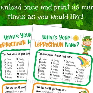 Leprechaun Name Game, Printable St. Patrick's Day Game for Kids, What's ...