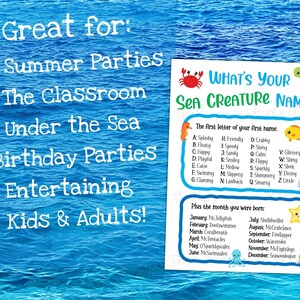 Under the Sea Name Game, Ocean Theme Party Decor, Under the Sea Party ...