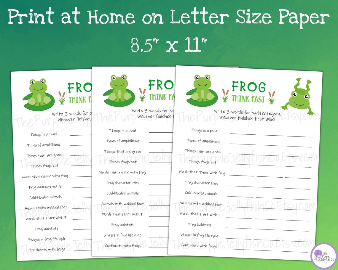 Frog Think Fast Game, Printable Frog Game, Frog Activity for Kids ...