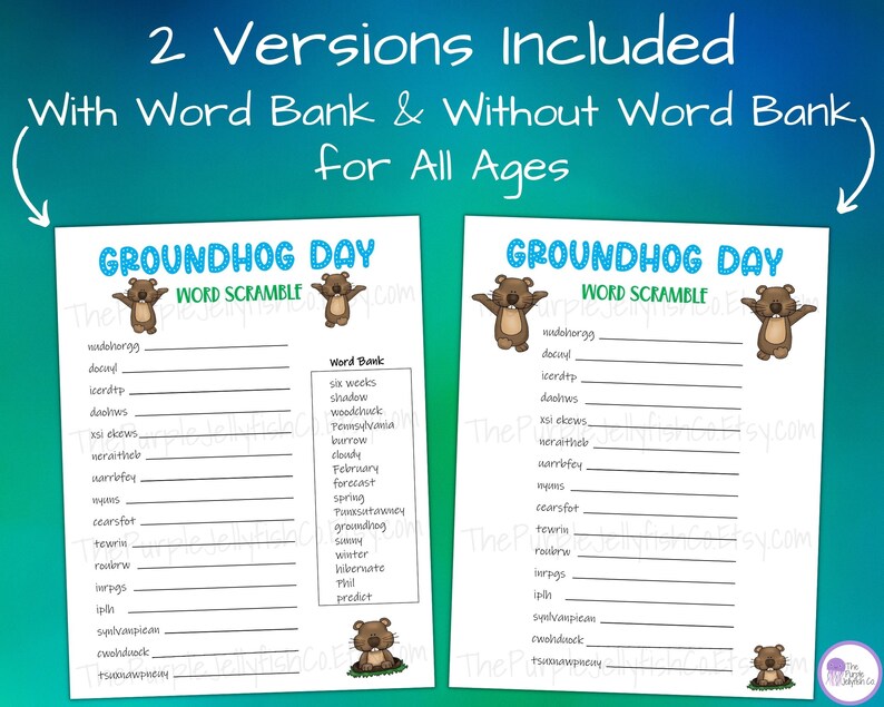 Groundhog Day Word Scramble for Kids, Printable Groundhog Activity ...