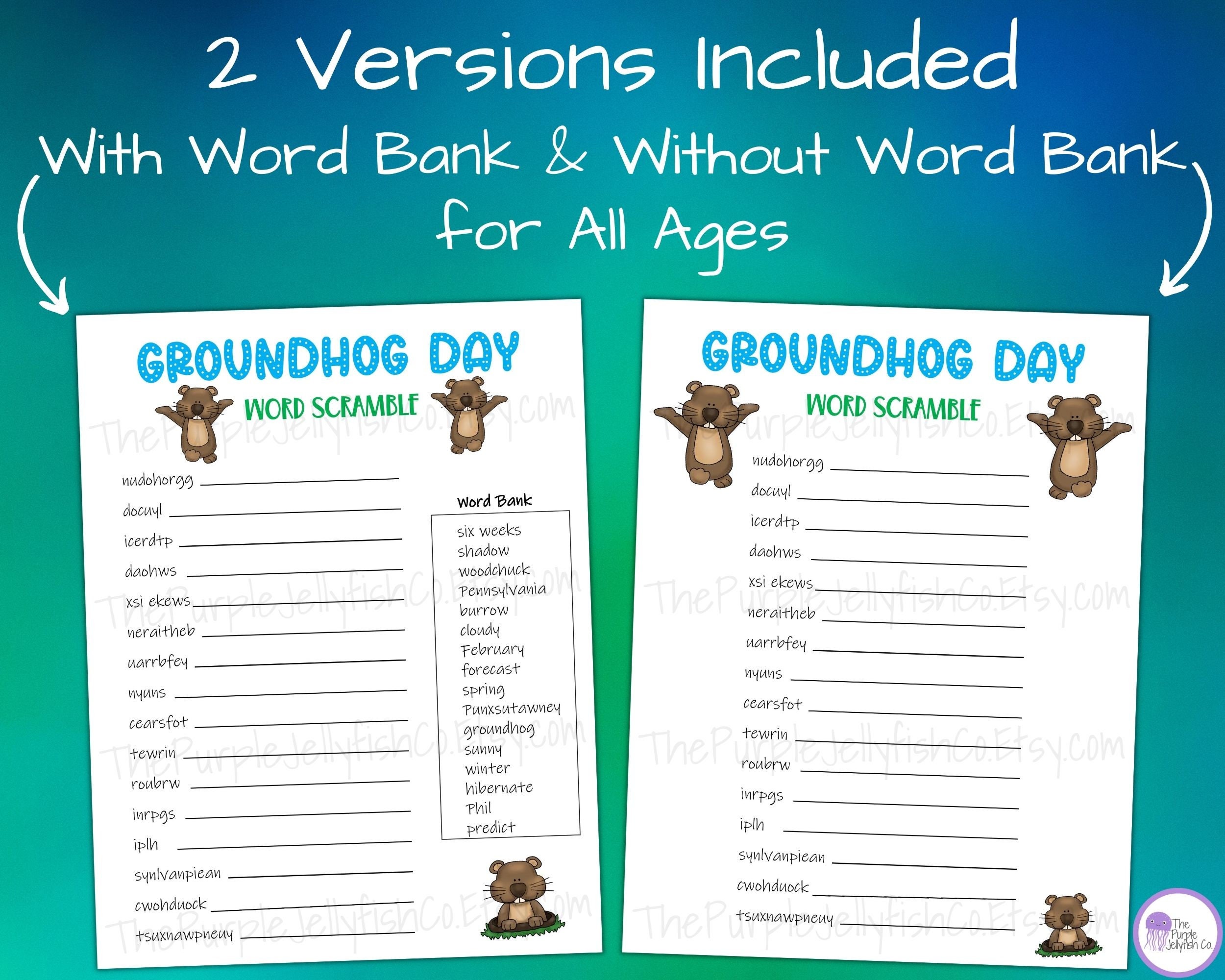 Groundhog Day Word Scramble for Kids, Printable Groundhog Activity ...