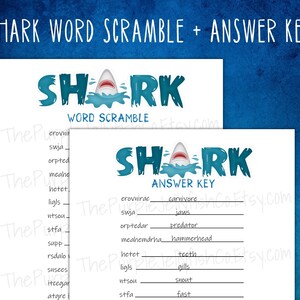 Shark Word Scramble With Answers, Shark Activity for Kids, Shark Game ...