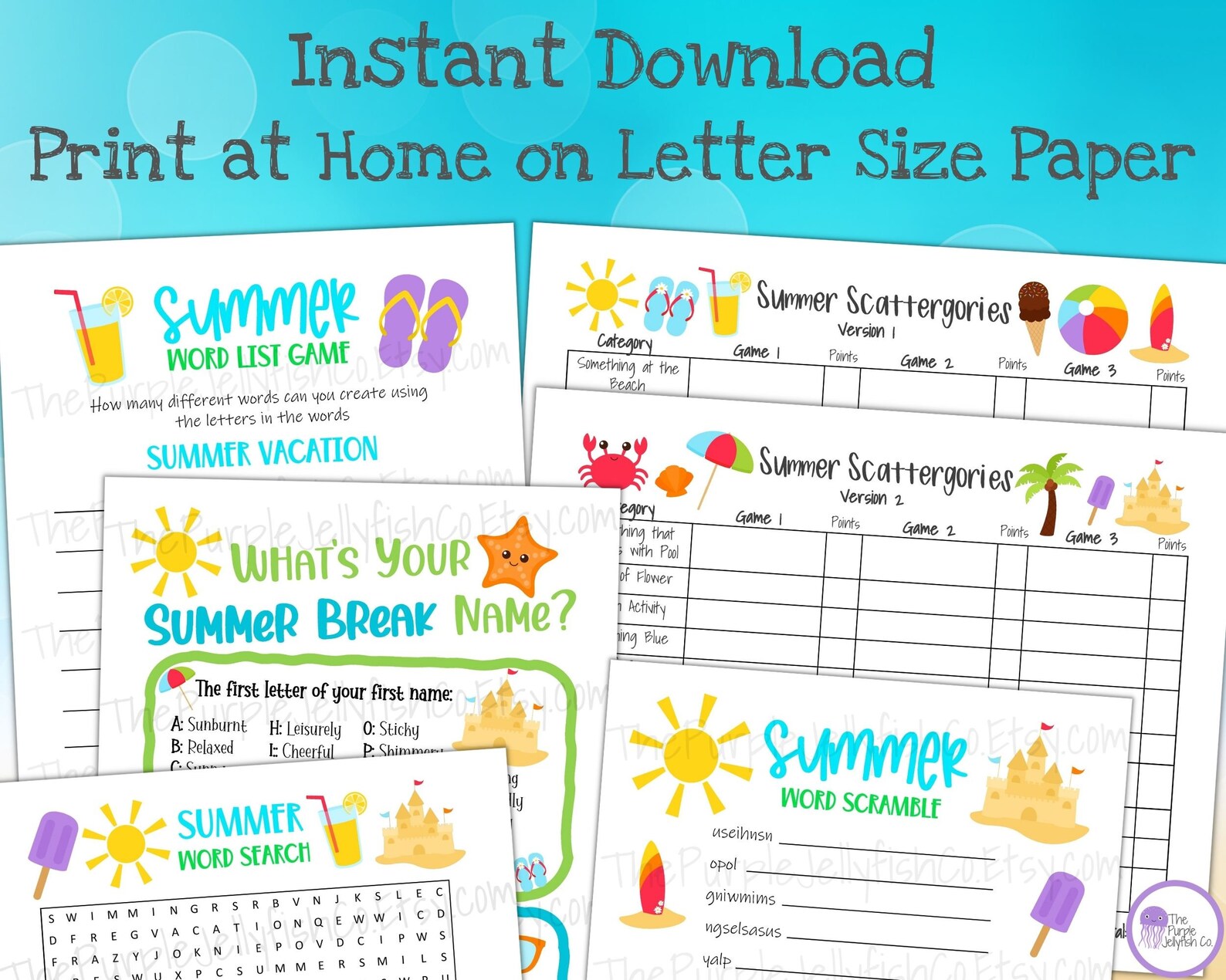 Summer Activities for Kids, Printable Summer Games, End of Year ...