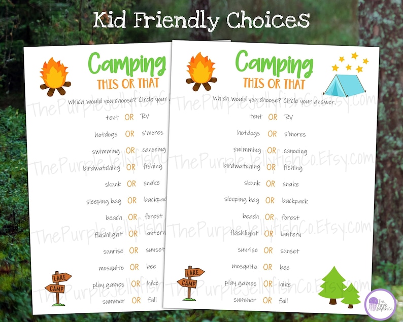 Camping This or That Game Printable, Would You Rather Camping Activity ...