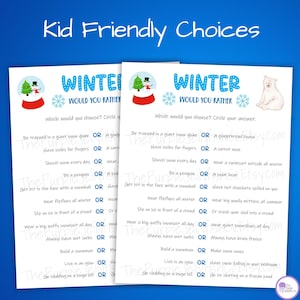 Winter Would You Rather Questions for Kids, This or That Christmas ...