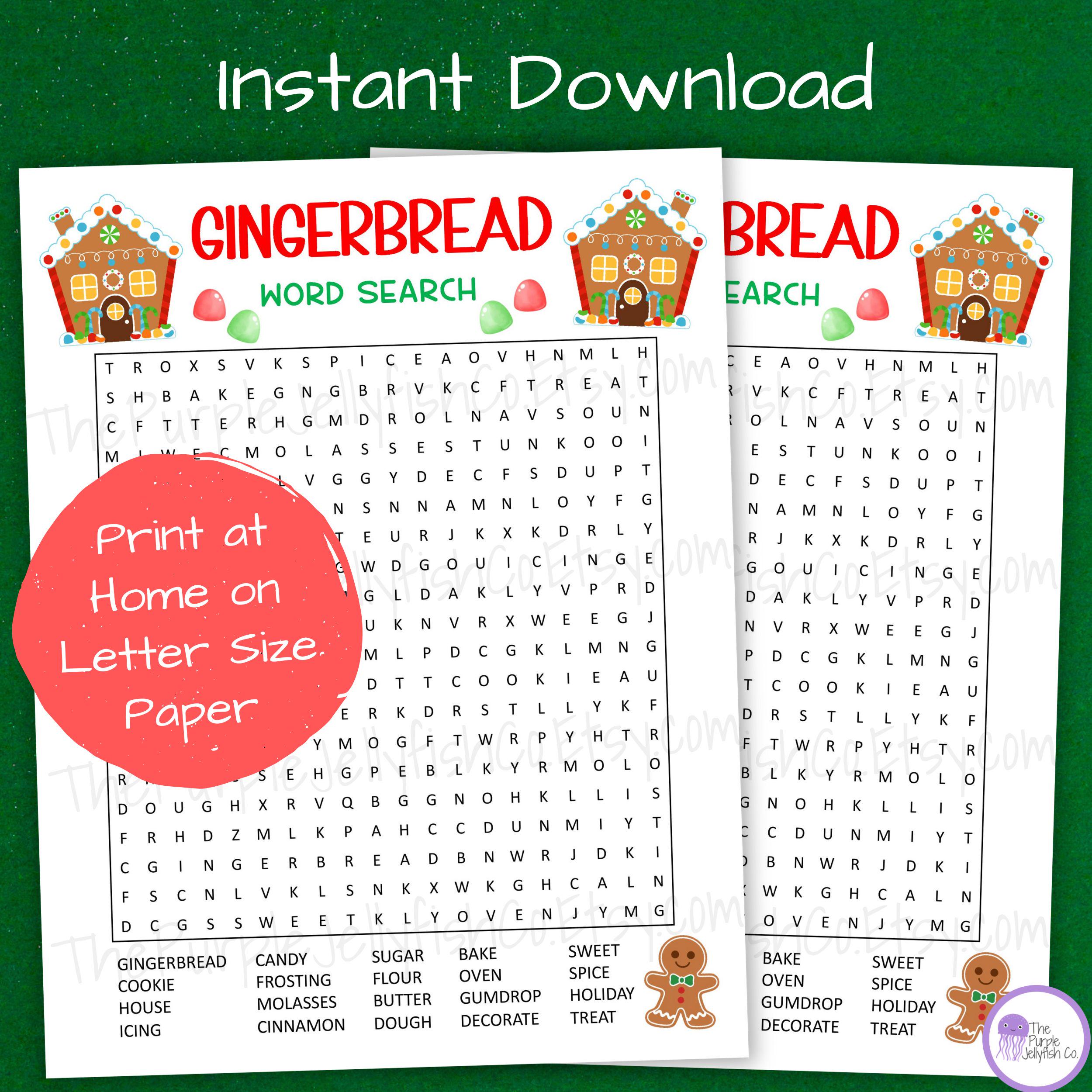 Gingerbread Party Game, Christmas Word Search Puzzle, Christmas ...