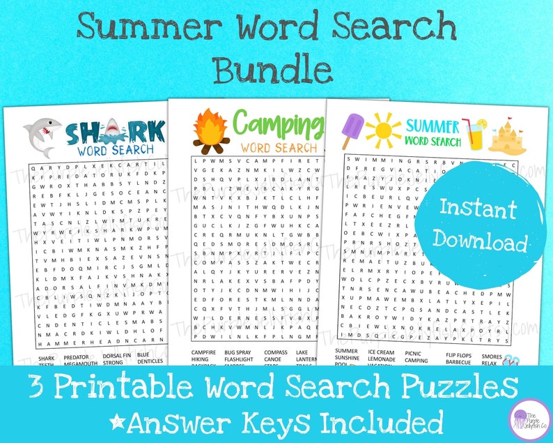 Summer Word Search Puzzles for Kids Teens Adults, Printable Summer ...