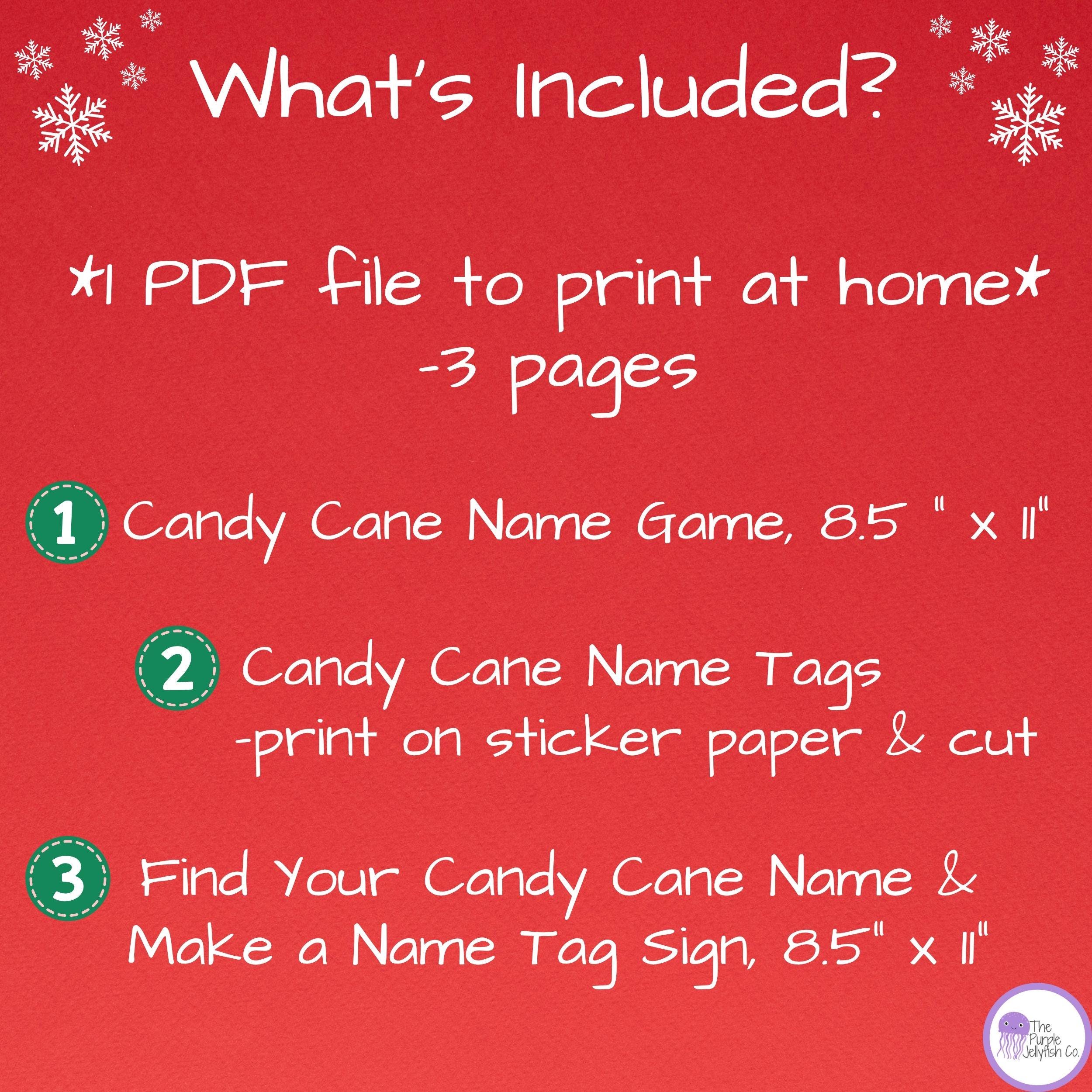 What's Your Candy Cane Name Game, Printable Christmas Games for Kids ...