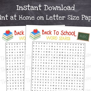 Back to School Word Search, First Day of School Activity, Printable ...