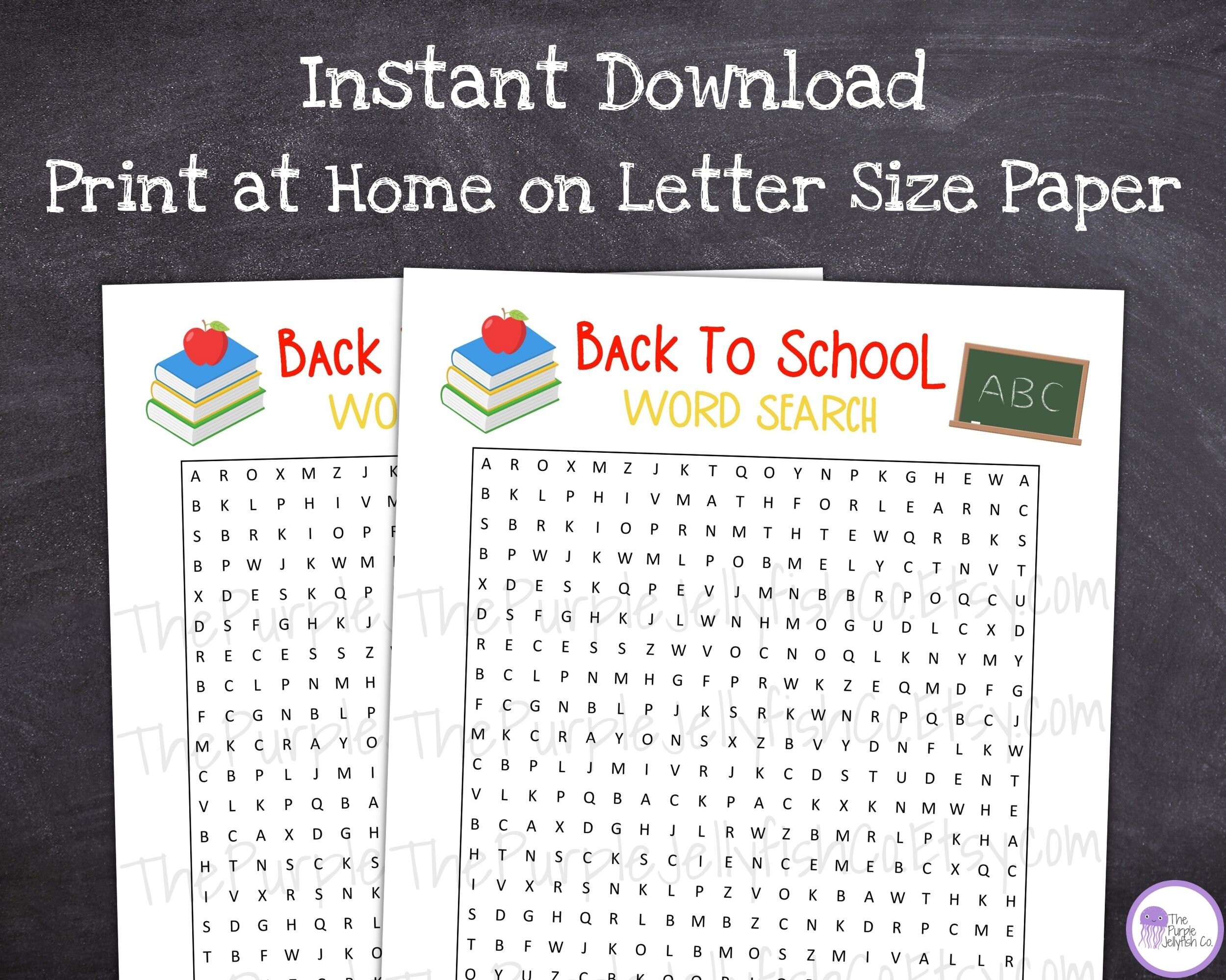 Back to School Word Search, First Day of School Activity, Printable ...