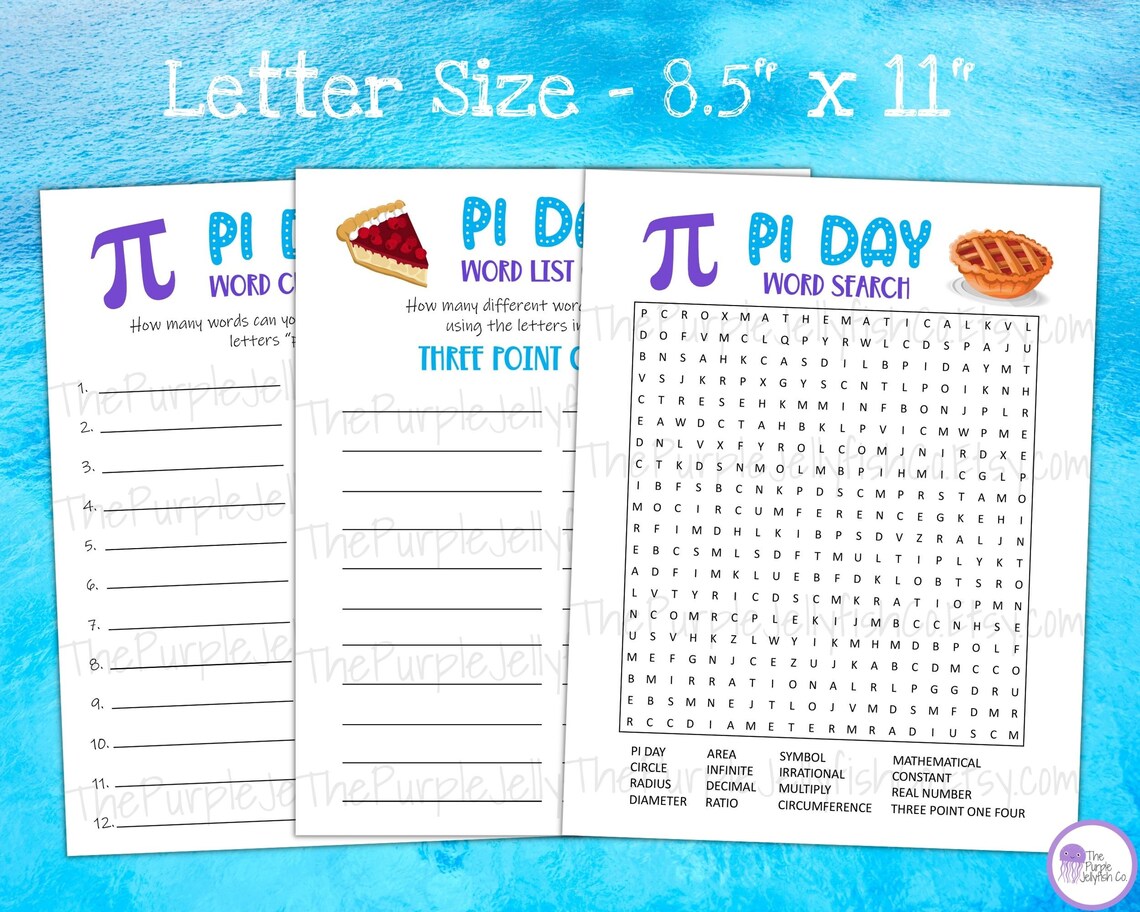 Pi Day Word Games Bundle, Printable Games for Kids, Word Game Printable ...