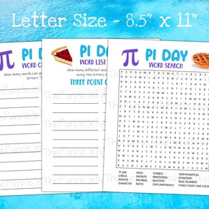 Pi Day Word Games Bundle, Printable Games for Kids, Word Game Printable ...