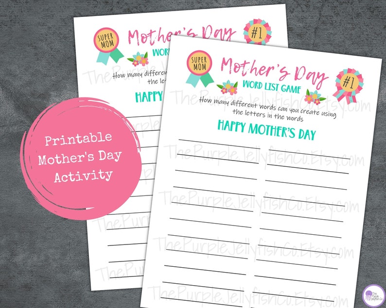 Mother's Day Word List Game, Mother's Day Activity Printable, How Many ...