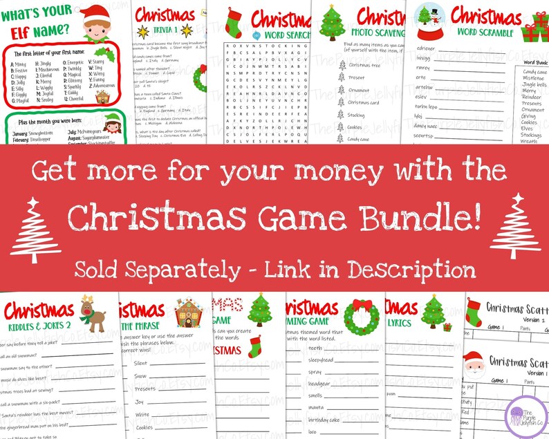 Christmas Word Search, Printable Christmas Game, Holiday Party Game ...
