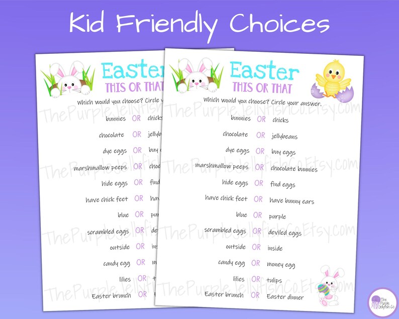 This or That Easter Game Printable, Easter Activity for Kids & Adults ...