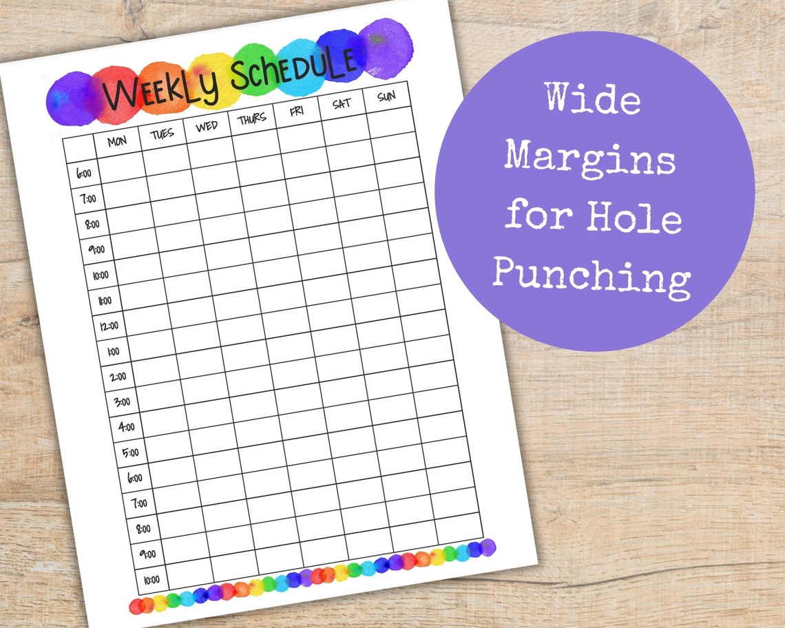 Colorful Printable Weekly Planner Pages Rainbow Dots Daily - Etsy