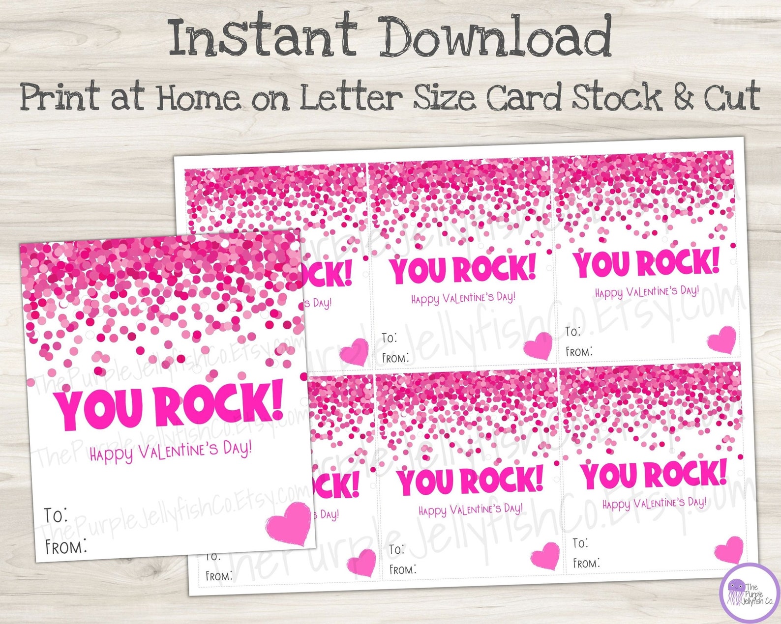You Rock Valentine Tag, Classroom Valentines Cards for Kids Printable ...
