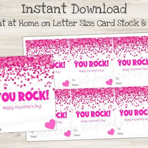 You Rock Valentine Tag, Classroom Valentines Cards for Kids Printable ...