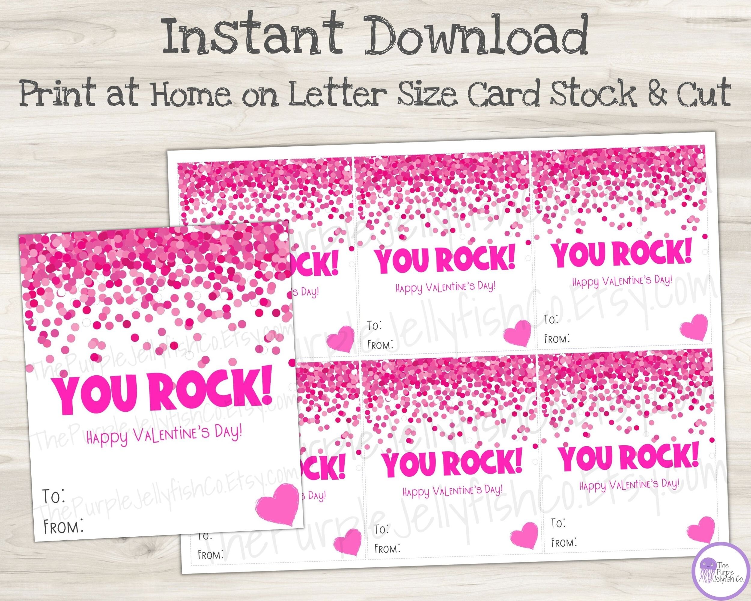 You Rock Valentine Tag, Classroom Valentines Cards for Kids Printable ...