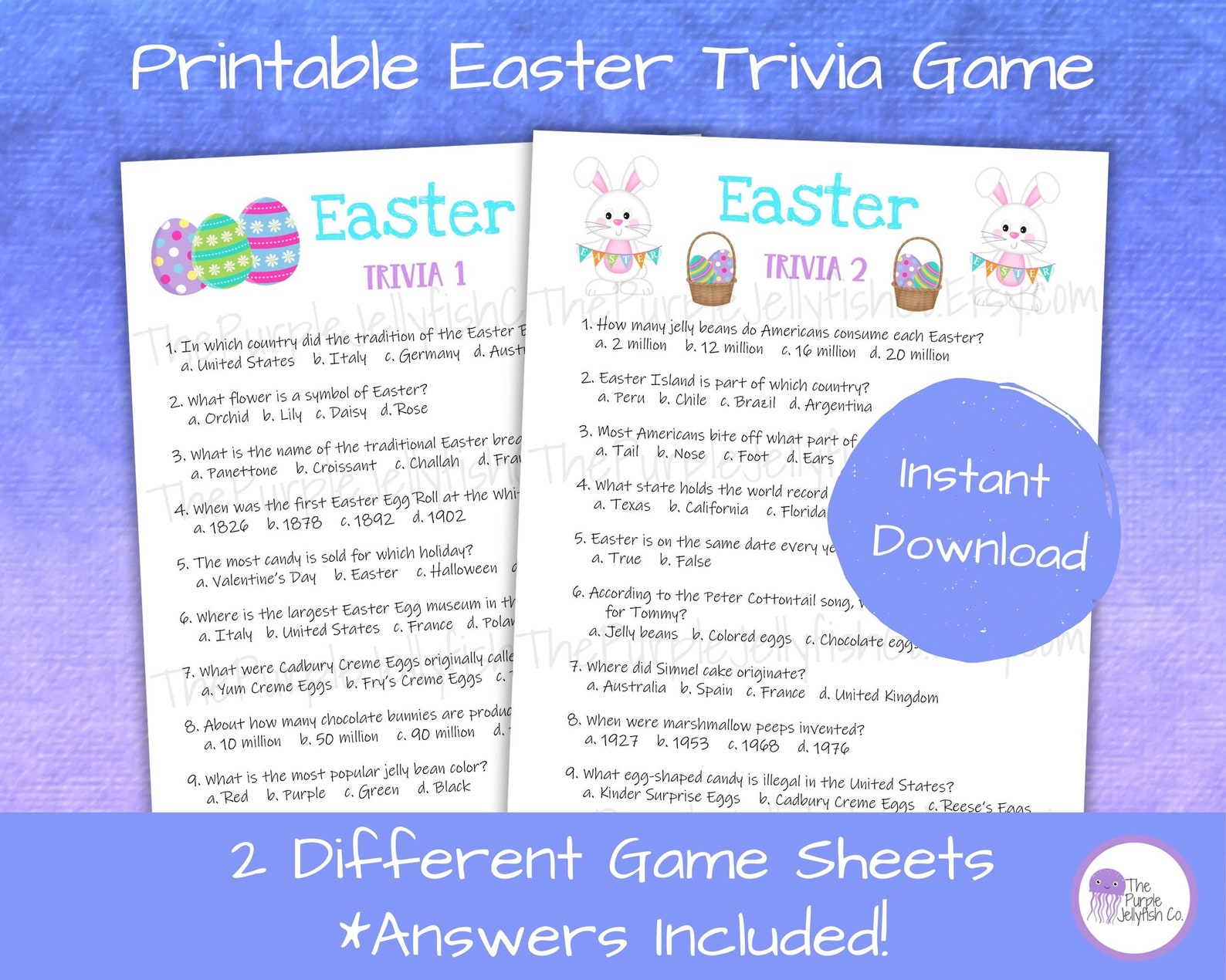 Easter Trivia Game Printable, Easter Activities for Kids & Adults ...