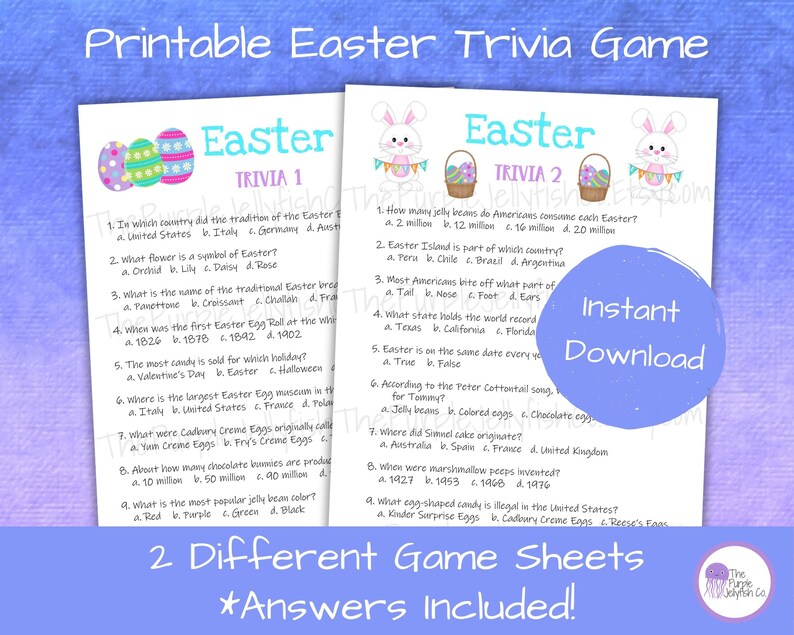 Easter Trivia Game Printable, Easter Activities for Kids & Adults ...