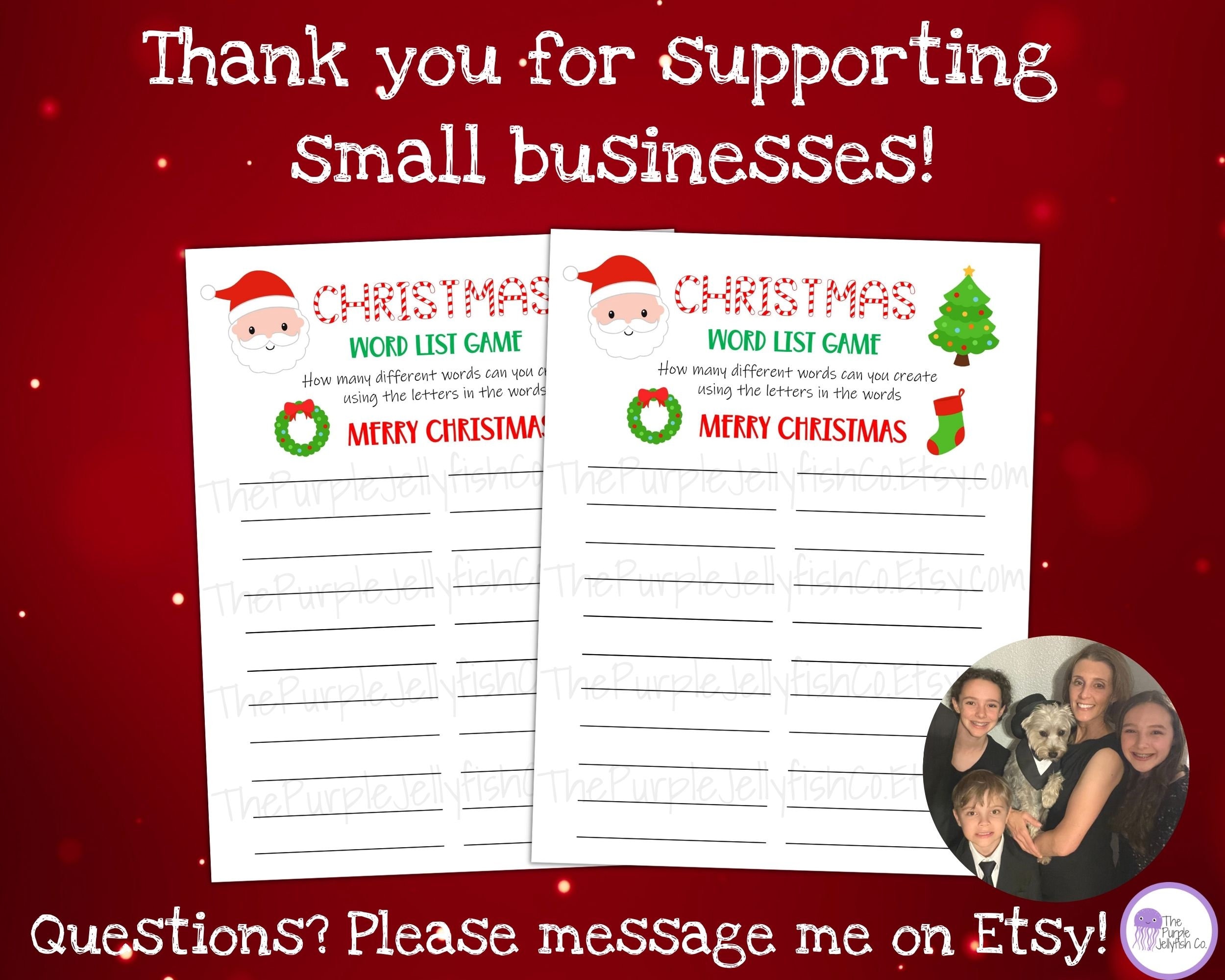 Christmas Word List, Christmas Printable Games for Kids, Christmas Word ...