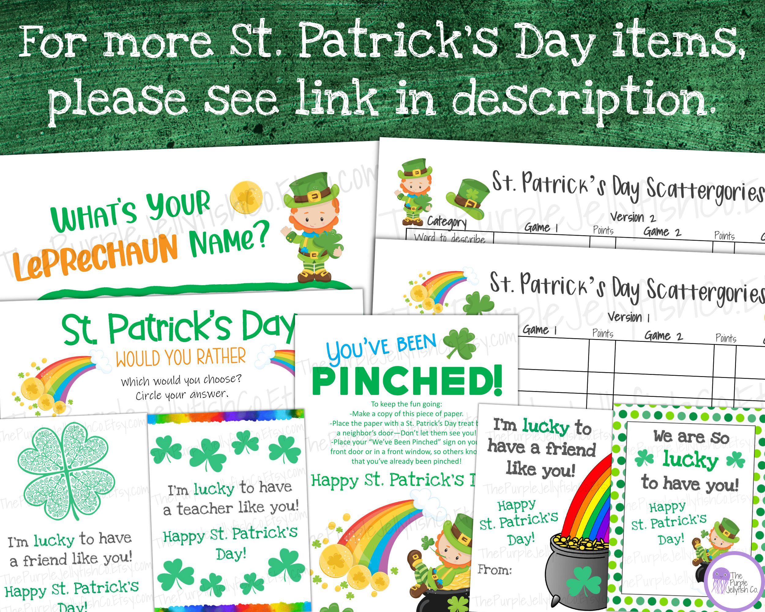 St Patricks Day Think Fast Game for Kids, St Patricks Party Idea, Saint ...