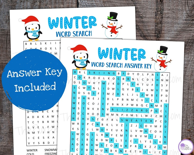 Winter Word Search Printable, Word Search Puzzle for Kids & Adults ...