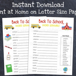 Back to School Word Scramble for Kids Printable First Day of School ...