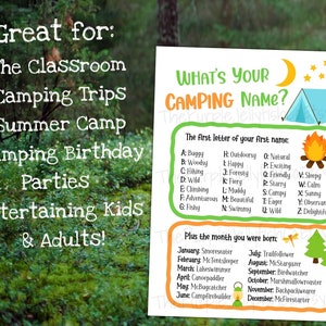 Camping Name Sign & Name Tags, Camping Birthday Party Decor, Summer ...