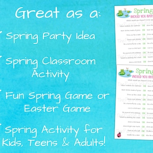 Would You Rather Game Printable Spring Activity for Kids, This or That ...
