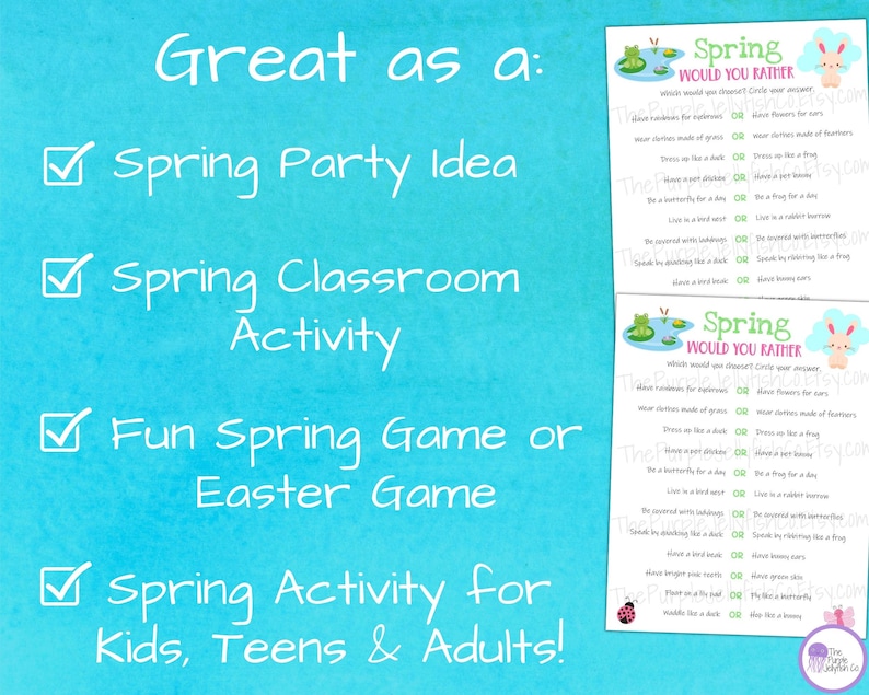 Would You Rather Game Printable Spring Activity for Kids, This or That ...