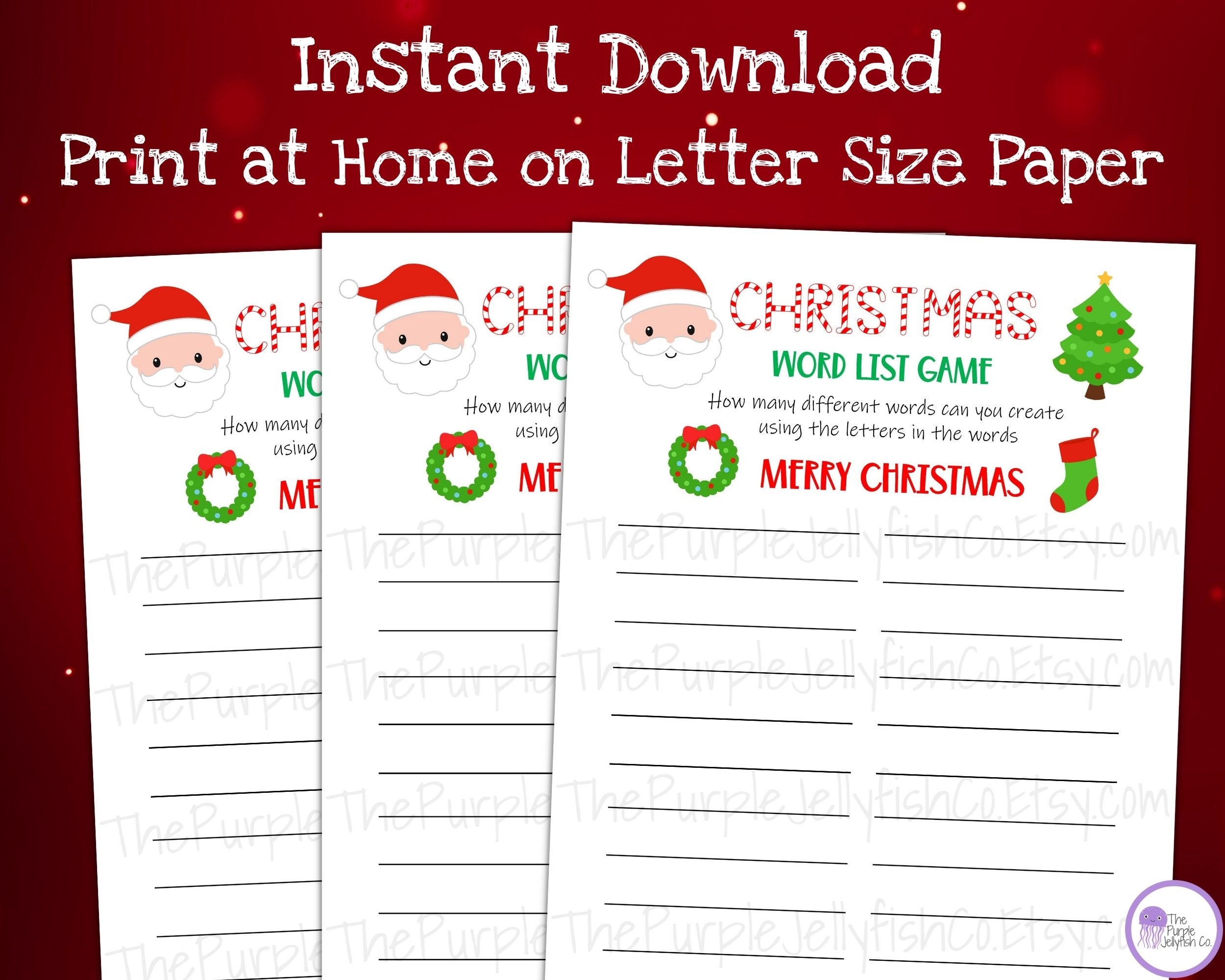 Christmas Word List, Christmas Printable Games for Kids, Christmas Word ...