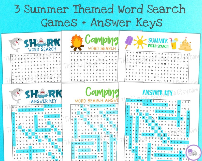 Summer Word Search Puzzles for Kids Teens Adults, Printable Summer ...