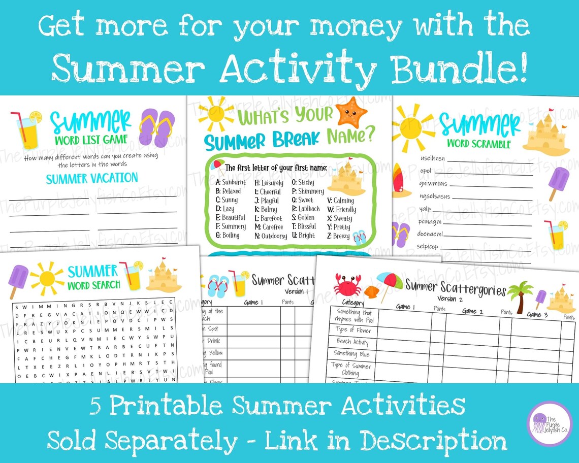 Summer Scattergories, Summer Game Printable, End of Year Activity ...