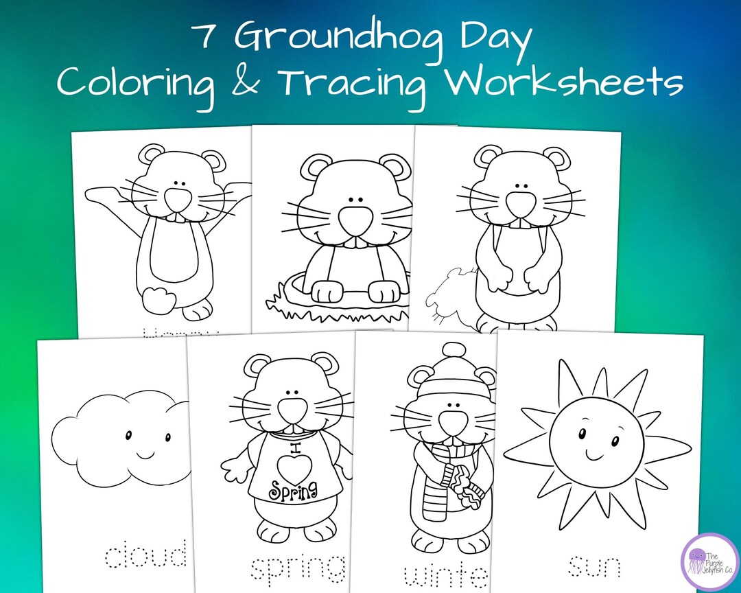 Groundhog Day Coloring Pages for Kids Printable, Preschool Tracing ...