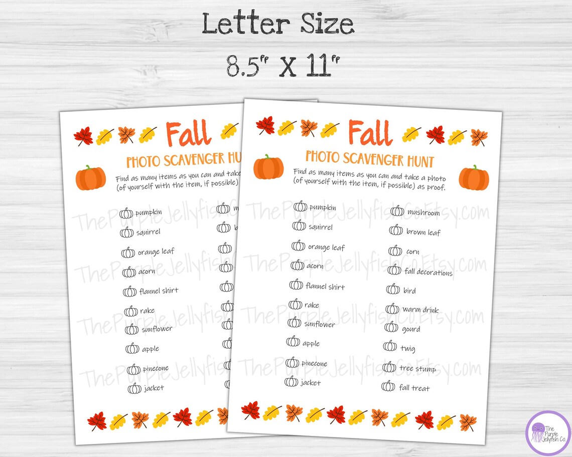 Fall Scavenger Hunt Printable Fun Fall Game for Kids Fall - Etsy