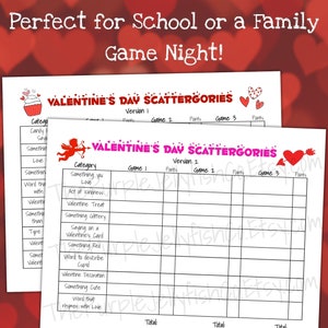 Valentines Scattergories Game, Printable Valentine's Day Game for Kids ...