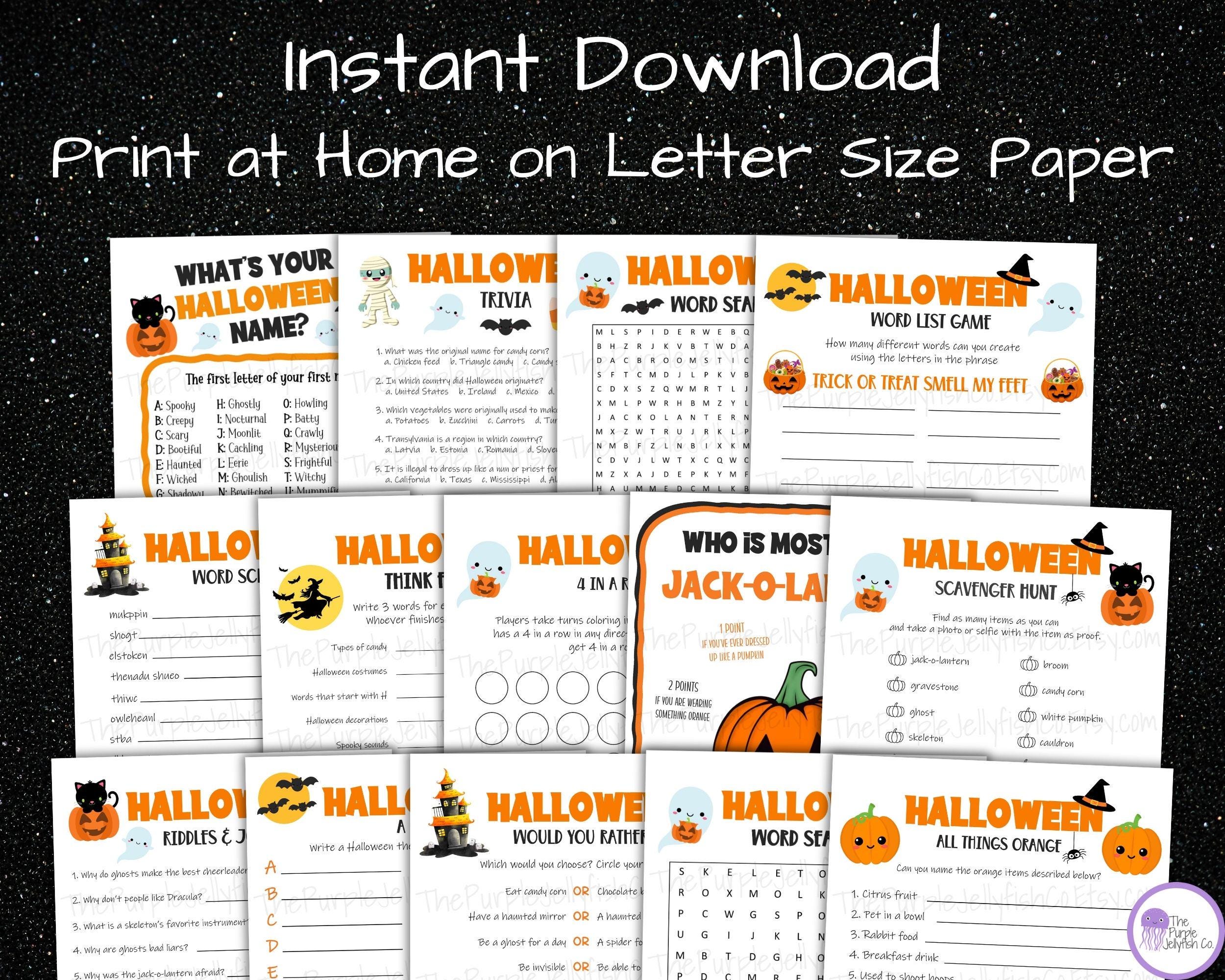 Halloween Games Bundle, Printable Halloween Party Ideas for Kids Teens ...