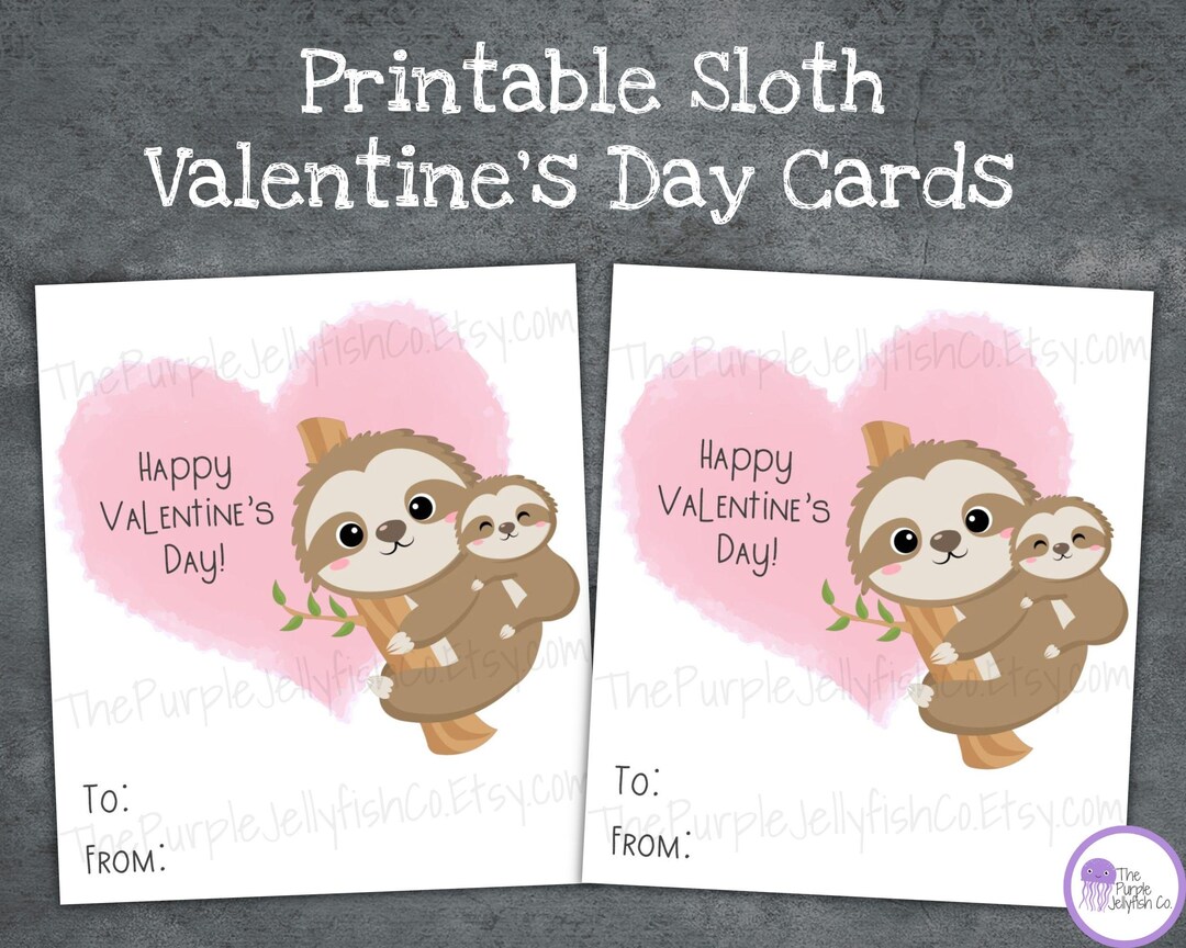 Sloth Valentine's Day Cards for Kids Class Valentine Exchange, Cute ...
