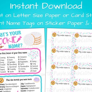 What's Your Cookie Name Game Sign and Name Tags, Cookies and Milk ...