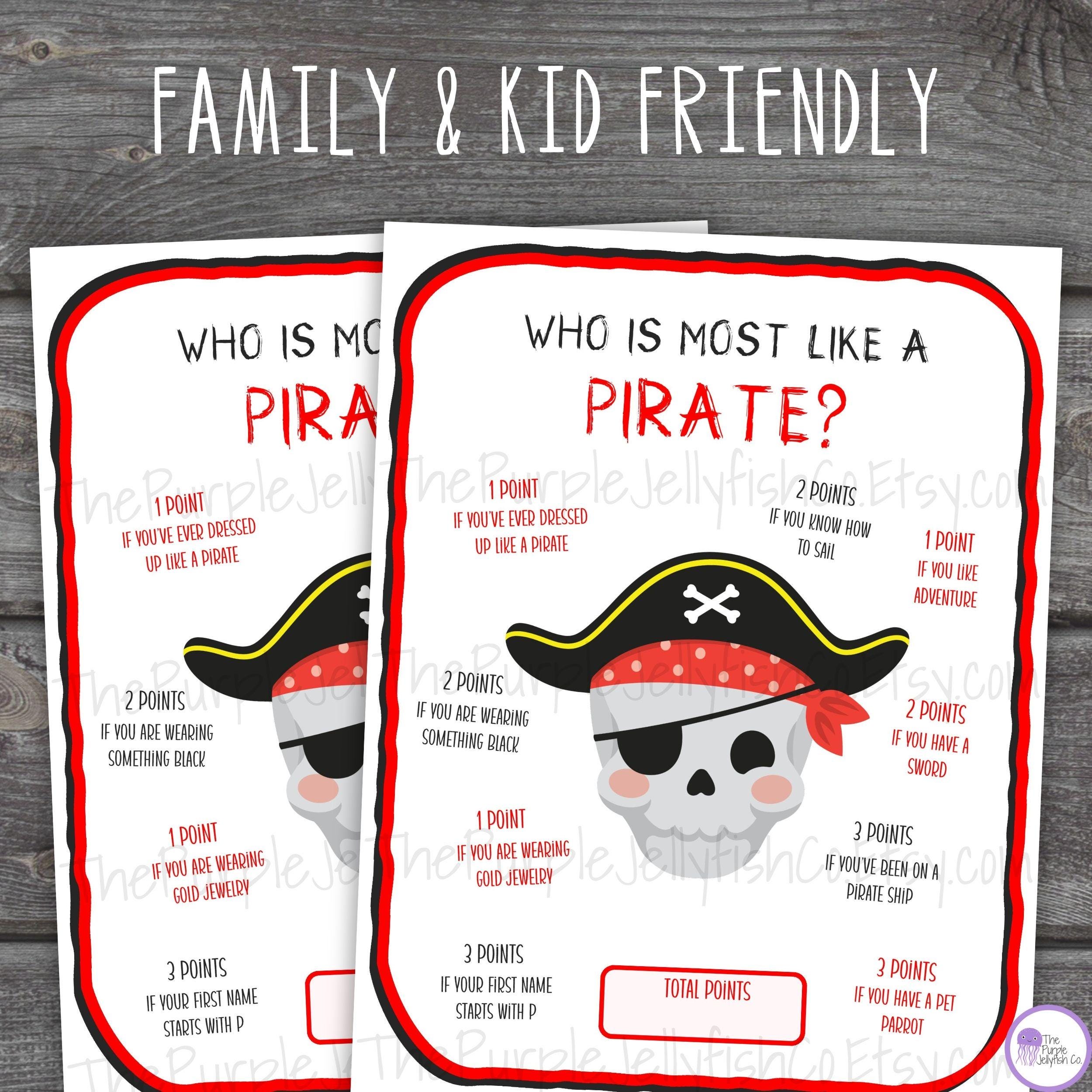 Who is Most Like a Pirate Game, Talk Like a Pirate Day Activity for ...