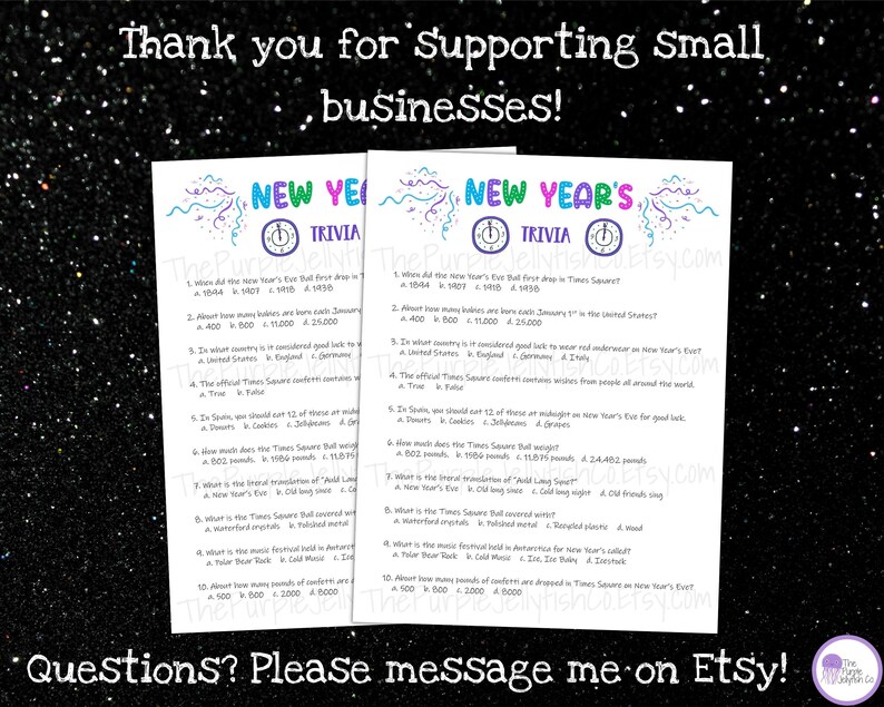 New Years Trivia Game, Printable New Years Games for Kids, New Years ...